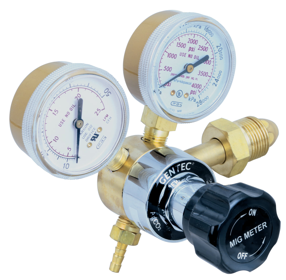 GENTEC 190AR-50-B Light Duty"MIG METER" Flow Gauge Regulator – GTC ...