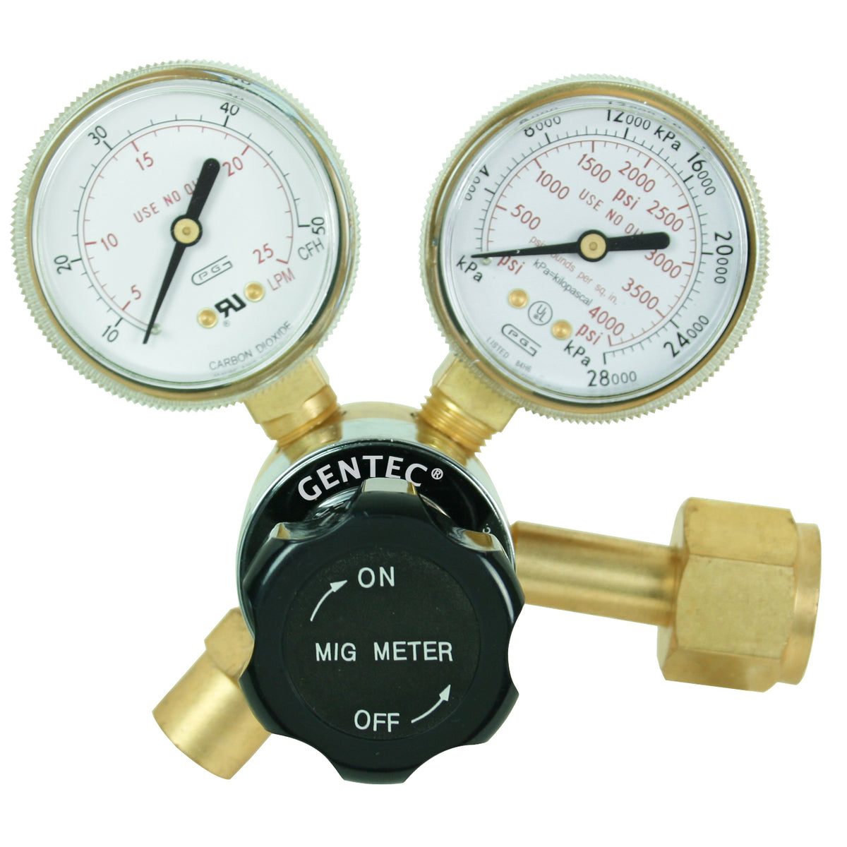 GENTEC 190CD-45 Flow-Gauge Regulator, "MIG Meter", CO2 Service, CGA 32 ...